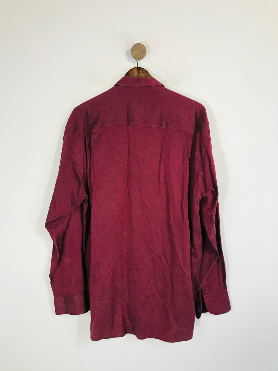 Versace Men's Metallic Button-Up Shirt | XL | Red – ReThread