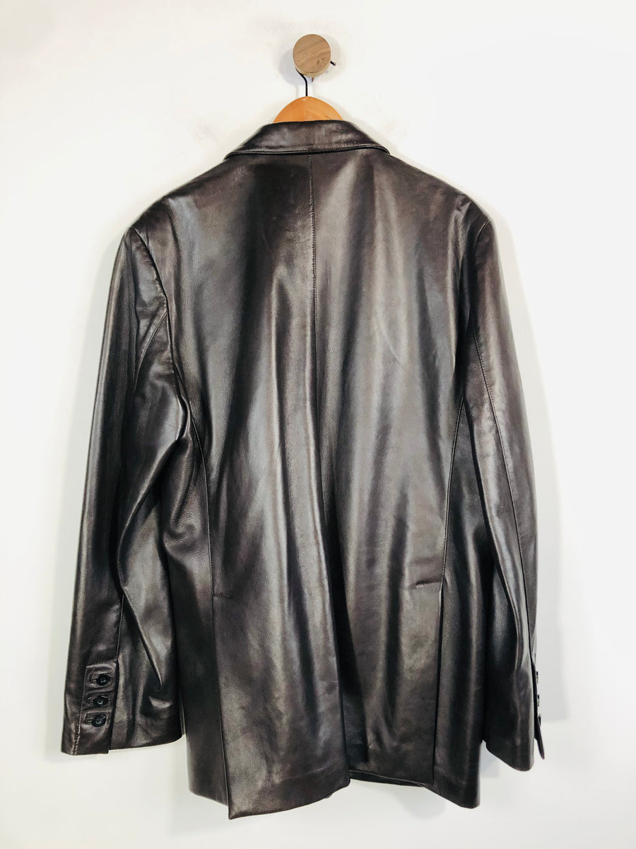 Crombie Men's Leather Overcoat | XXL | Brown – ReThread